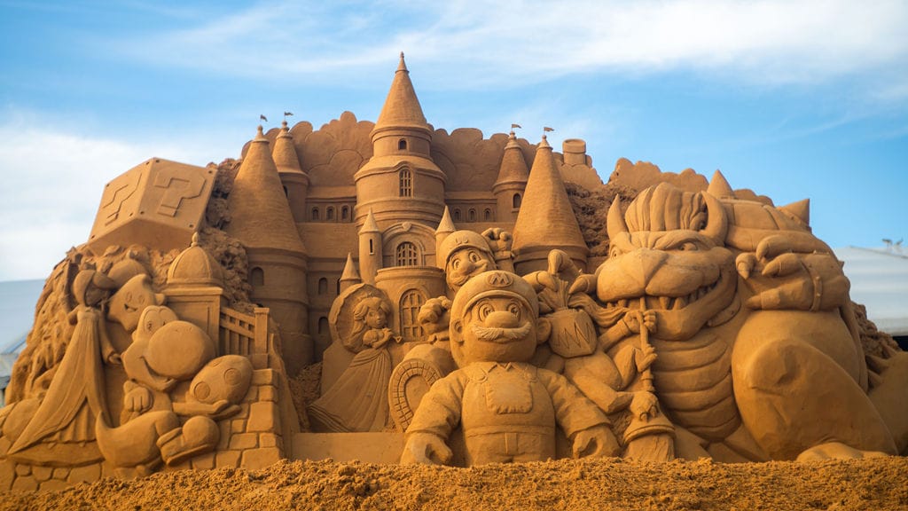 65 Tonne Super Mario Sand Sculpture Unveiled in Frankston