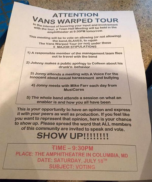 Slaves Voted Off Warped Tour; Now Flogging Cheap Merch - Blunt Magazine